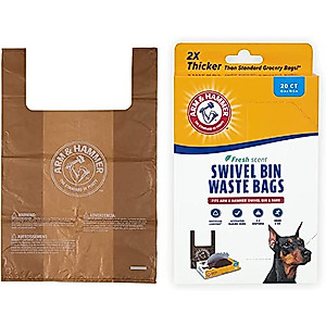 Swivel Bin Waste Bag and Rake Dog Pooper Scooper, Refill Bags (3-Pack, 20 Count)