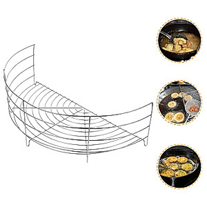 BESTonZON Oil Drain Frying Rack Half Round Cooling Rack Stainless Steel Tempura Draining Rack Wok Fry Pan Pot for Fry Pan Drainer Rack 40CM Outdoor Cookware