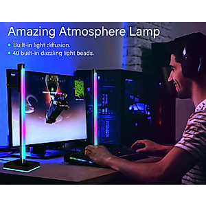 TRELC Desktop Atmosphere Sound Pickup Rhythm Light, Gaming Headphone Stand with LED Light, Headset Holder Hanger Rack Backlight for Gamers Table Game Earphone PC PS5 Accessories（2 Packs）