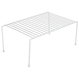 Smart Design Cabinet Storage Shelf Rack - Medium (8.5 x 13.25 Inch) - Steel Metal Wire - Cupboard, Plate, Dish, Counter & Pantry Organizer Organization - Kitchen [White]