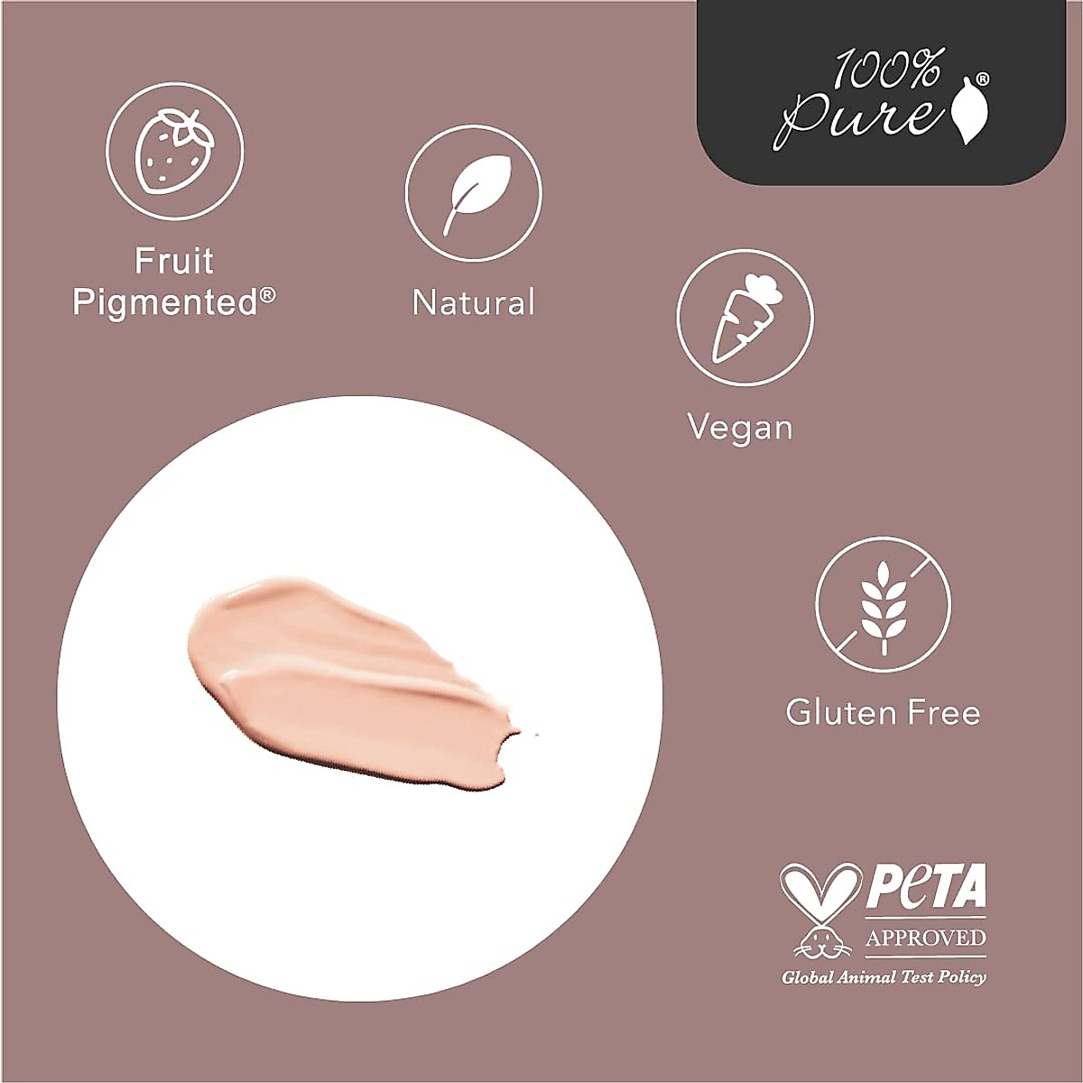 100% PURE Water Foundation Full Coverage Hydrating Makeup, Light Dewy Finish, Moisturizing Concealer for Normal to Dry Skin, Fruit Pigment Color Warm 3.0 w/Yellow Undertones for Light Skin - 1 Fl Oz