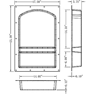 Uni-Green Recessed Shower Niche 17X25 Arch Double Shelf-Shower Cube for Organizer Storage or Shampoo and Toiletry Storage