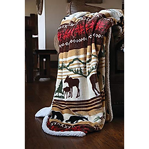 Carstens Soft Sherpa Plush Throw Blanket, Hinterland Collection 54" x 68"