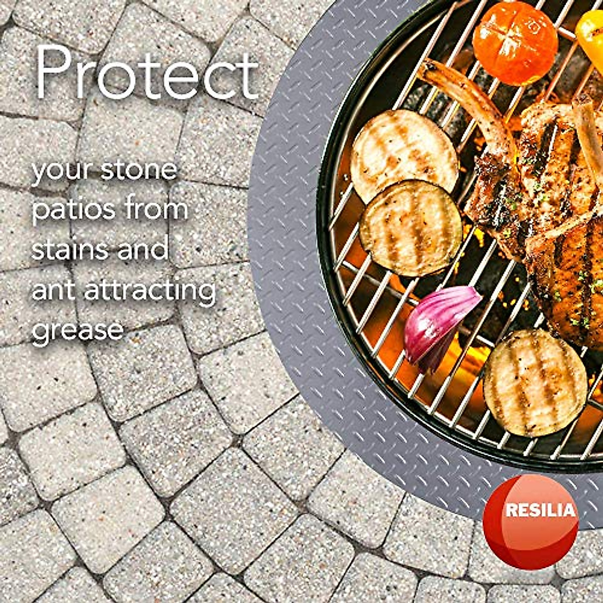 RESILIA - Round Under Grill Mat – Silver, Diamond Plate, Large 27-inch Diameter, for Outdoor Use