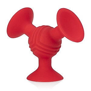 Nuby Silly Three Prong Interactive Suction Toy with Built-in Rattle, Red