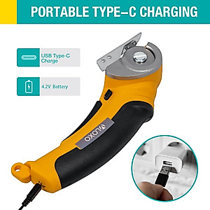 VLOXO Cordless Electric Scissors, Rotary Cutter for Fabric with Safety Lock, 4.2V Cardboard Cutter Multi-Cutting Tools, Rechargeable Powerful Fabric Cutter for Carpet Leather Felt with Storage Box