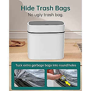 WOA WOA 14 Litre Trash Can with Press Top Lid | 3.7 Gallons Black Plastic Garbage Bin | Slim Wastebasket for Bathroom, Kitchen, Toilet, Office, Room, Bedroom