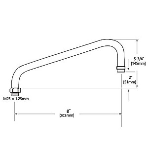 KWODE 8” Swivel Swing Nozzle Spout Replacement Kit for All Brand Commercial Kitchen Sink Faucet with M25*1.25mm Connector Size and 2.2 GPM Aerator, 360°Stainless Steel Add-on Spout Chrome Finish