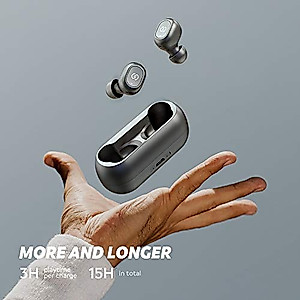 SoundPEATS TrueFree True Wireless Earbuds Bluetooth 5.0 in-Ear Stereo Bluetooth Headphones with Microphone Wireless Earphones 15 Hours Playtime, Hands-Free Calls, One-Step Pairing