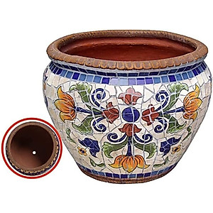 UimimiU Outdoor Large Flower Pot Villa Garden Ceramic Mosaic Decoration Plant Pot Creative Landscape Potted Vase Plant Container European Classical Pots Bonsai Planter Colorful
