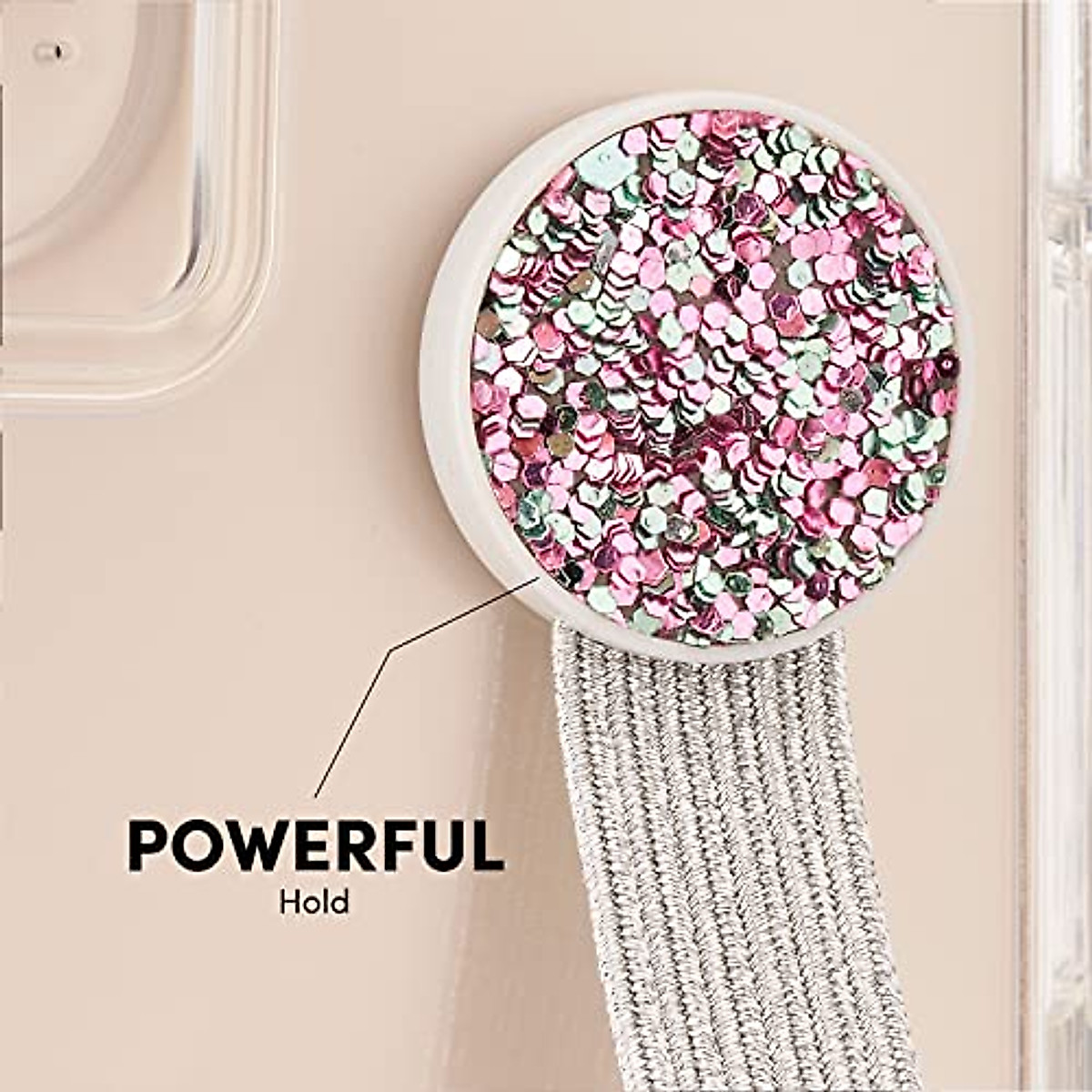 Case-Mate Elastic Strap Phone Grip - Finger & Hand Phone Holder, Mobile & Tablet Phone Strap - For iPhone 14 Pro Max/ 13 Pro Max/ 12 Pro Max/ 11/ S23 Ultra/ Pixel 7, 3M Supreme Adhesive - Pink Glitter