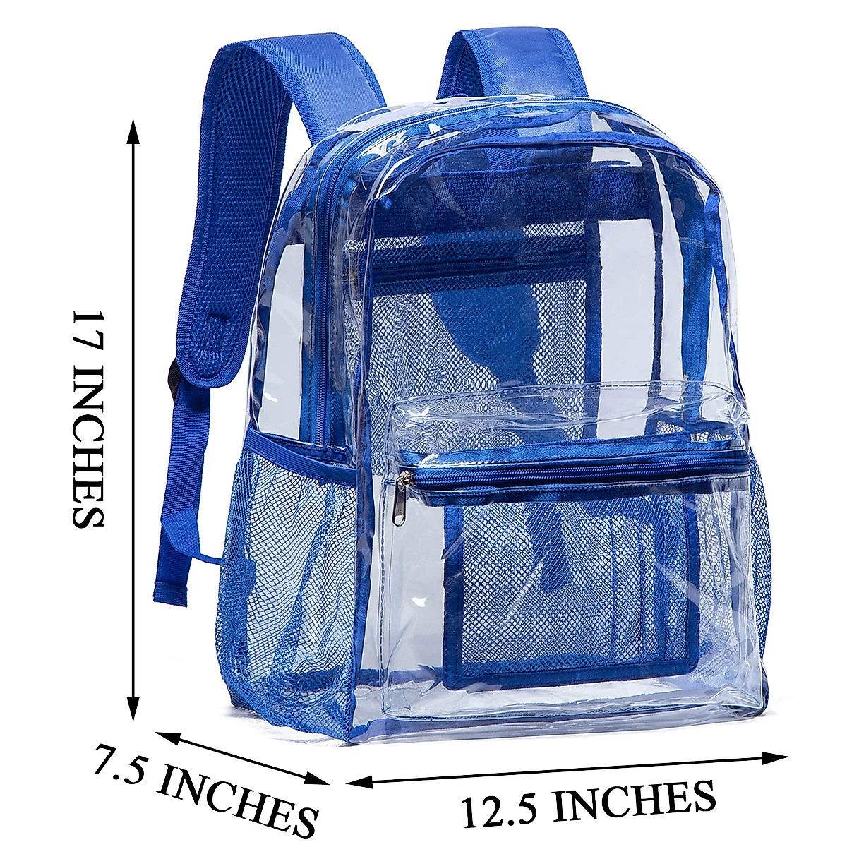 Vorspack Clear Backpack Heavy Duty PVC Transparent Backpack with Reinforced Strap for Work - Blue