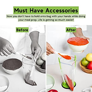 Baggie Holder - (8 Pack with 1 Ziploc Bag) Ziploc Bag Holder/Freezer Bag Holder Stand/Food Prep Bags/Ziploc Bag Holder For Filling/Bag Holder For Ziploc Bags/Plastic Freezer Bag