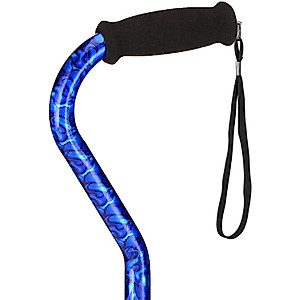 NOVA Designer Quad Cane, Lightweight Four Legged Walking Cane with Soft Grip Handle, Height (for users 4’11” - 6’4”) and Left or Right Adjustable, Blue Waves Design
