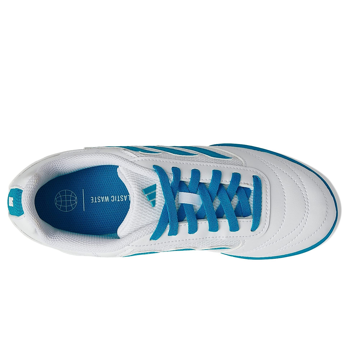 adidas Boy's Super Sala 2 Soccer Shoe, White/Solar Red/Team Royal Blue, 3.5 Little Kid