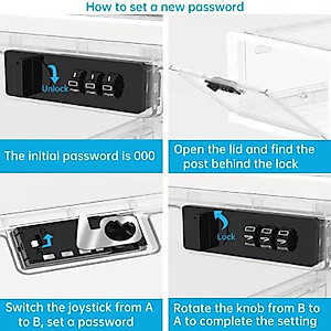 Lockable Storage Box, Medication Lock Box for Food, Medication, Phone Safety, Transparent Locking Medicine Box Container for Kitchen, Home, Office, 11.9 * 9.3 * 7.6inches Clear Storage Bin