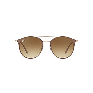 Ray-Ban RB3546 Round Sunglasses, Beige On Copper/Clear Gradient Brown, 49 mm