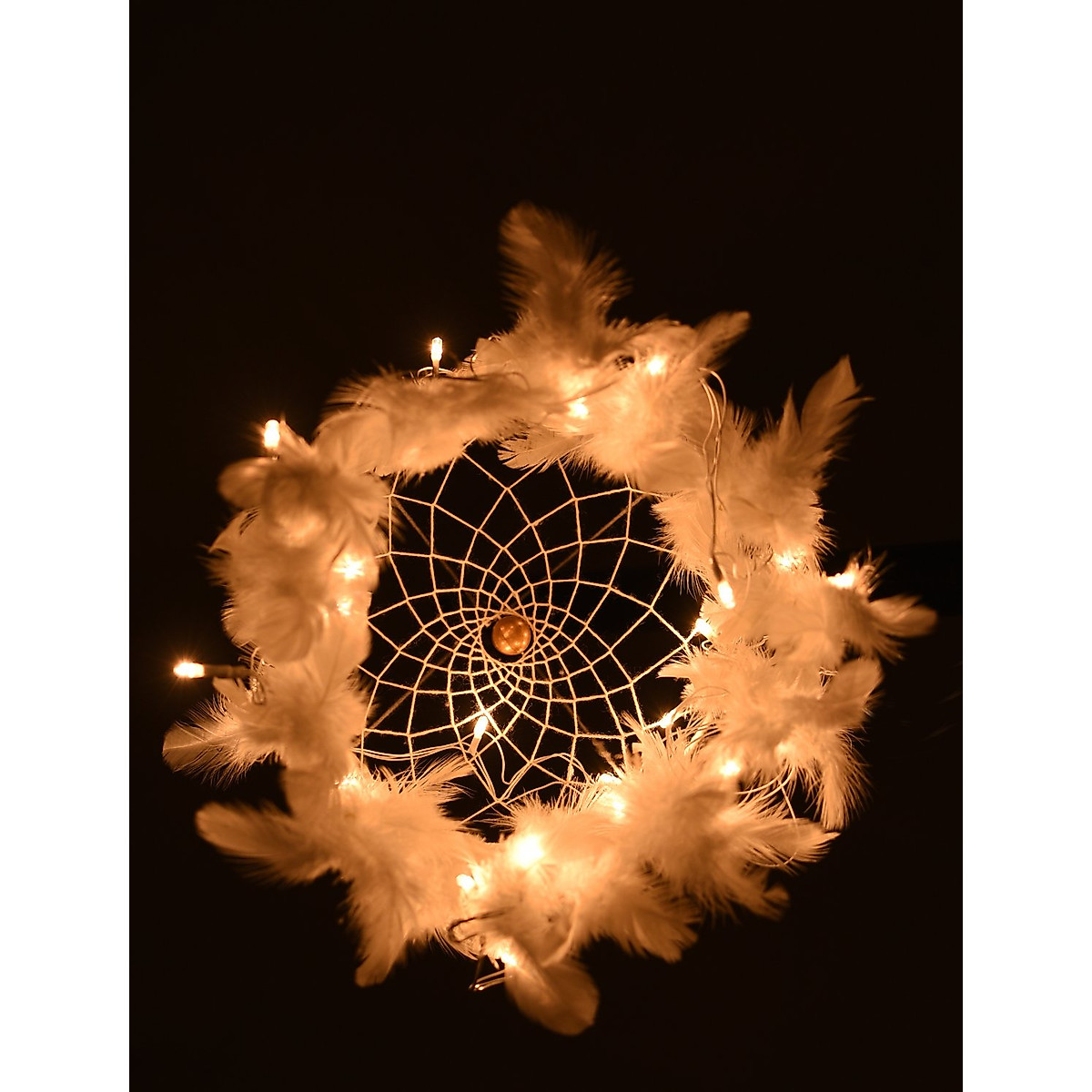 Rooh Dream Catcher ~Classic White Light ~ Handmade Mandala Hangings for Positivity (Use as Home Decor Asscent, Wall hangings, Garden, Outdoor, Bedroom, Christmas, Thanks Giving, Valentines) (Large)