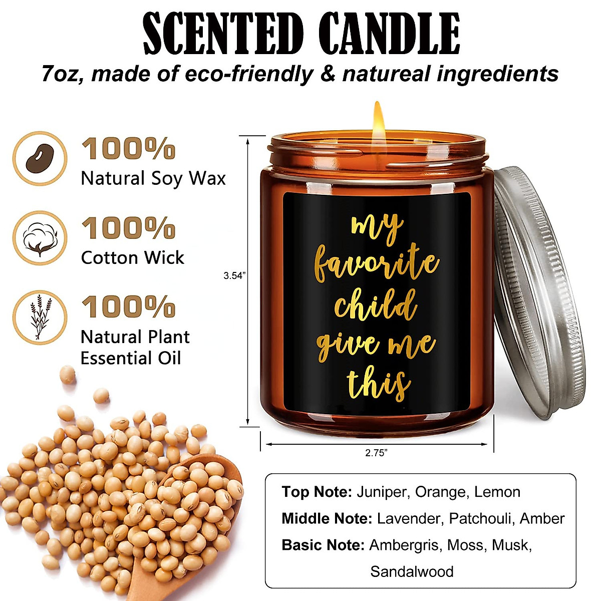 LOZACHE Mothers Day Mom Gifts Set for Women, My Favorite Child Give Me This Coffee Mug, Scented Candle, Keychain and Greeting Card, Mothers Day Birthday Gifts from Daughter Son