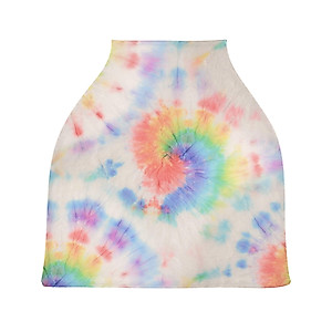 YYZZH Pastel Tie Dye Circle Pattern Rainbow Swirl Spiral Stripe Stretchy Baby Car Seat Cover Infant Canopy Nursing Covers Breastfeeding Cover Breathable Windproof Winter Scarf for Boys Girls