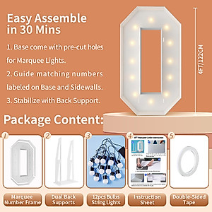 4FT Marquee Light Up Letters, Large Marquee Letters, Mosaic Balloon Frame Letters Big Letters for Engagement Wedding Decorations Birthday Party Backdrop Decor, Balloon Arch Kit Letter O