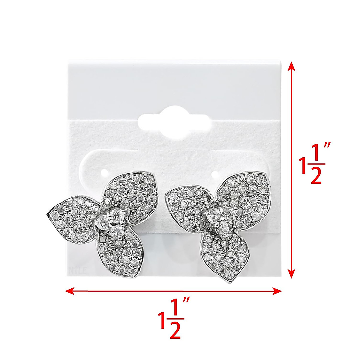 MOOCA 100 pieces of 1.5 x 1.5 inches Plain White Hanging Earring Cards Earring Card Holder, Earring Display Cards for Ear Studs, Velvet Plastic Display Earring Card Holder