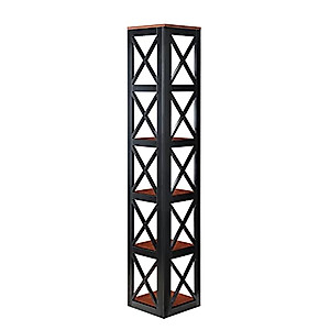 Convenience Concepts Oxford 5 Tier Corner Bookcase, Cherry / Black