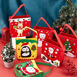 FREEBLOSS 6 Set Christmas Theme First Sewing Kit for Sew Your Own Purses Educational DIY Art Craft with Safety Needle & Harmless Felt for Art Project