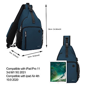 MOSISO Sling Backpack Bag, Crossbody Shoulder Bag Travel Hiking Daypack Chest Bag with Front Square Pocket&USB Charging Port, Teal Green