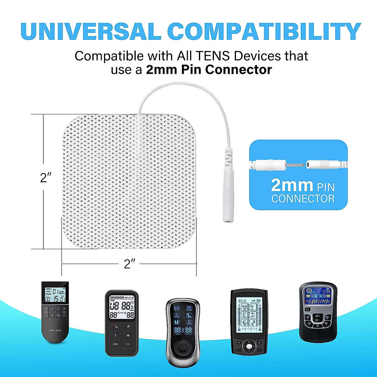 LotFancy TENS Unit Electrode Pads 2”x2”, 20 Pcs TENS Replacement Pads for Electrotherapy, Self-Adhesive TENS Pads for EMS Muscle Stimulation Machine, Reusable, Latex-Free