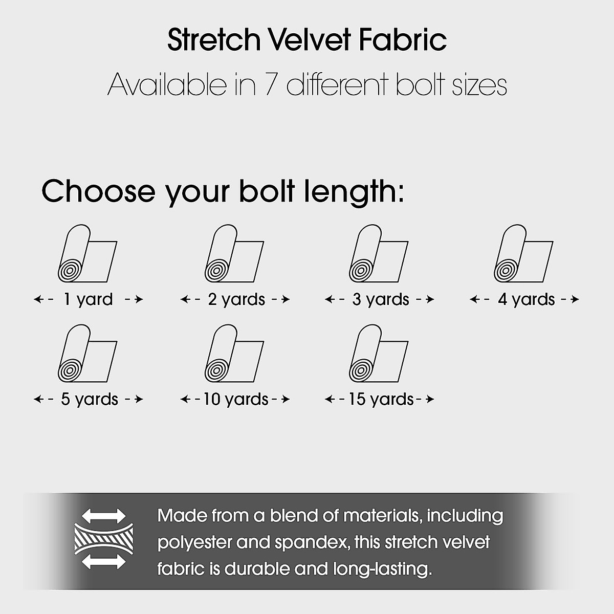 Pico Textiles 2 Yards Bolt - Navy Stretch Velvet Fabric - Sold by The Bolt - Variety of Colors - Ideal for Sewing Apparel, Dresses, Skirts, Costume and Craft