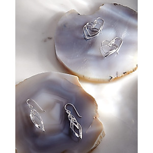 MILLA Teardrop Earrings - Designer Silver Statement Earrings or Gold Dangle Earrings for Women Trendy Upscale Sterling Silver Wire Dangly Earrings (Linear Swirl/Sterling Silver Plated)