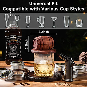 Whiskey Smoker Kit with Torch - 6 Flavors Wood Chips, 2 Glasses, 2 Ice Ball Molds - Cocktail Smoker Infuser Kit, Old Fashioned Drink Smoker Kit, Birthday Bourbon Whiskey Gifts for Men,Dad(NO Butane)