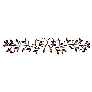 Bellaa 21956 Metal Wall Decor Over The Door Window Olive Branch Leaf Scroll Wrought iron Plaque Hanging Art Boho Home Decor Garden Patio Farmhouse Ranch Floral Accents 48 inch