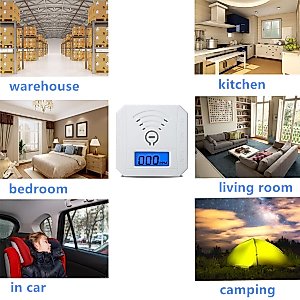 COOKSS Carbon Monoxide Detector 2 Pack,CO Gas Monitor Alarm with LCD Digital Display and Sound Warning，Battery Powered High Accuracy CO Alarm for Home,Office,Warehouse