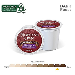 Newman's Own Organics French Roast, Single-Serve Keurig K-Cup Pods, Dark Roast Coffee Pods, 72 Count