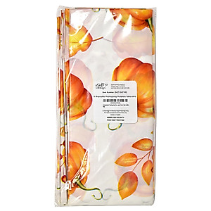 Gift Boutique 6 Disposable Thanksgiving Pumpkin Tablecloths 54" X 108" Rectangle Fall Harvest Autumn Leaves Plastic Table Cover Party Supplies Decor