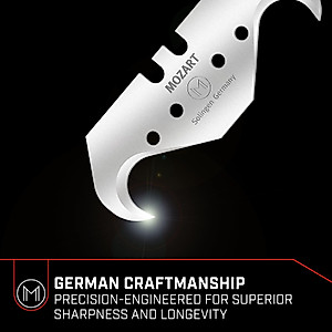 Mozart Universal Super Hook Utility Blade High-Carbon Ice Hardened Steel in dispenser, Ideal for Roofing, Flooring, Carpet, Drywall, Foam and other similar applications, Made in Germany (10 Pack)