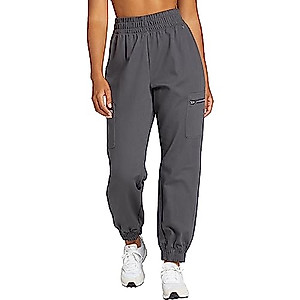 Pants Suits for Women Business Casual Women's Solid Color Elastic Waistband Zipper Pocket Wide Leg Casual (Grey, XL)