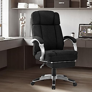 Savourseat Ergonomic Computer Desk Chair Executive Office Chair Fabric with Footrest and Padded Armrest Office Chair (Black)