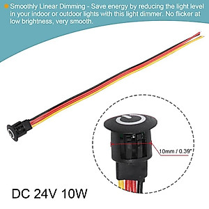 Tool parts DC 24V Touch Dimmer Switch 10mm Diameter Snap-in Mount Black for LED Lights