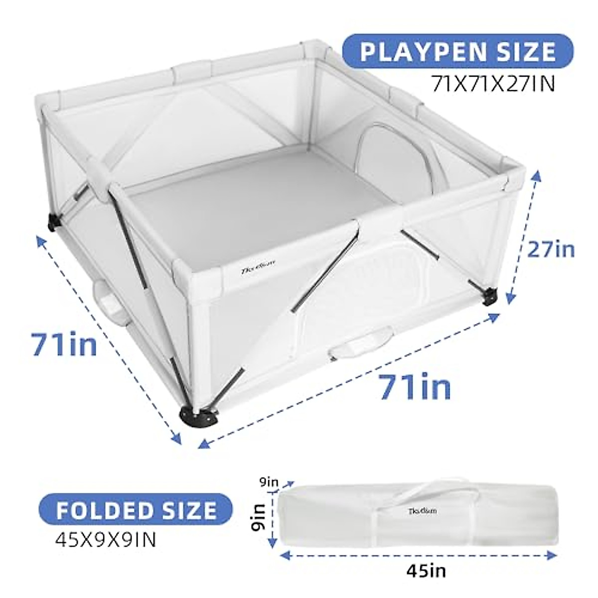 Baby Playpen Foldable, Tksd&m Large Play Yard,Playpen for Babies and Toddlers, Play Pens for Babies and Toddlers with Gate, Indoor & Outdoor Portable Play Pen