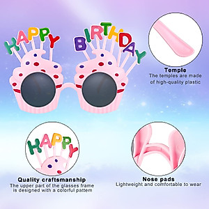 Princess Cake Topper, Includes Happy Birthday Glasses Princess Ornaments 9 Cake Decorations(fireworks, buliding,stars). Cake Decoration For Girl Kid Women Birthday Party and Baby Showers 12PCS