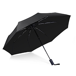 NPCQUN Travel Essentials Umbrella Windproof Compact Collapsible Light, Automatic, Strong and Portable, Wind Resistant, Folding Small Umbrella for Rain Black