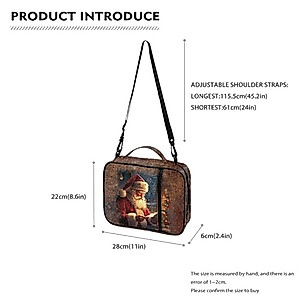 Dajingkj Christmas Bible Covers for Women Large Size Santa Claus Bible Case with Shoulder Strap Zipper Bookcover Bible Carrying Organizer Bible Tote Bag with Handle