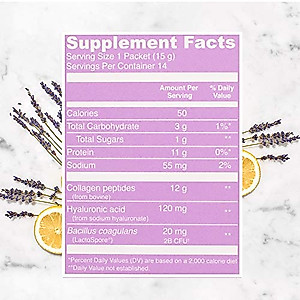Vital Proteins Beauty Collagen Peptides Powder Supplement for Women, 120mg of Hyaluronic Acid - Enhance Skin Elasticity & Hydration, 12g of Collagen Per Serving, Lavender Lemon - Stick Packs 14ct