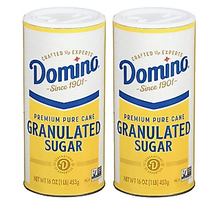 Domino Premium Pure Cane Granulated Sugar with Easy Pour Recloseable Top, 16 Ounce (Pack of 2)