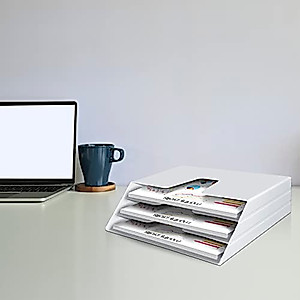 Acrimet Horizontal Triple File Folder Holder Organizer (White Color)