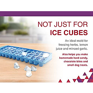 Arrow Small Ice Cube Trays for Freezer, 3 Pack - 60 Mini Cubes Per Tray, 180 Cubes Total - Made in the USA, BPA Free Plastic - Ideal Small Ice Cube Trays for Ice Coffee and Blenders – Blue
