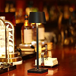 MJYP.in Cordless Table Lamp, USB Rechargeable Portable Battery Powered LED Desk Lamp, 5200mAh Battery, Dimmable Touch Lamp, Metal Shell, for Outdoor/Restaurant/Bedroom/Bars (Black)